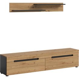 Wohnwand Home Affaire, B:170cm H:38cm T:33cm, braun, Holzwerkstoff, Wohnzimmer, Kastenm&ouml;bel-Sets, "REHAT, TOPSELLER, 2-teilig, wahlweise stehend und