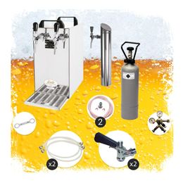 ich-zapfe Untertheken Komplett Set - Zapfanlage, Bierzapfanlage - Kontakt 40 2-leitig Trockenk&uuml;hler, Durchlaufk&uuml;hler 50 Liter/h, inkl. Schanks&auml;ule, Green Line, Zapfkopf:5 Liter Adapter,Zapfkopf 2:Dreikant