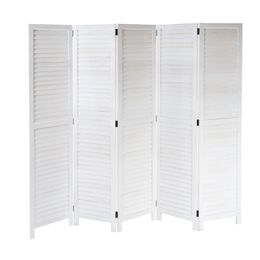 Paravent MCW-C30, Raumteiler Trennwand Sichtschutz, Shabby-Look Vintage, 170x205cm ~ wei&szlig;