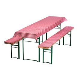 NYVI Bierbankauflagen Set NYVIGala 3 teilig - Auflagen f&uuml;r Bierzeltgarnitur - Tischdecke f&uuml;r Biertisch & Sitzpolster f&uuml;r Bierb&auml;nke Gr&ouml;&szlig;e:240x90 cm;Farbe:Rot Kariert