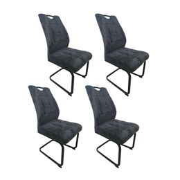 HTI-Living Schwingstuhl Marek Cord Dunkelgrau 4er-Set
