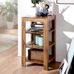FineBuy Sheesham Massivholz B&uuml;cherregal 3 B&ouml;den Stand Regal 44x44x83 cm