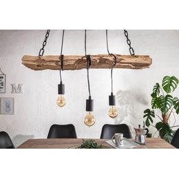 Riess Ambiente Industrial H&auml;ngelampe BARRACUDA 70cm recyceltes Massivholz mit 3 Leuchten Riess-Ambiente Industrie & Loft Natur Rustikal