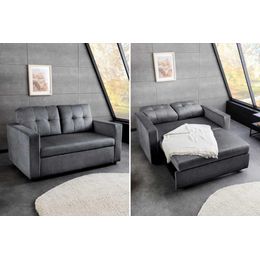 Riess Ambiente Sofa mit Schlaffunktion SMART 140cm grau hochwertiger Vogue Seiden Samtstoff Riess-Ambiente Wohnzimmer Landhaus Modern Natur Skandinavisch
