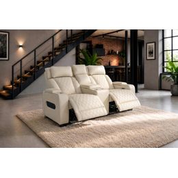 Riess Ambiente Elektrischer 2er Kinosessel HOLLYWOOD beige Kunstleder Relaxfunktion Getr&auml;nkehalter Riess-Ambiente Industrie & Loft Modern