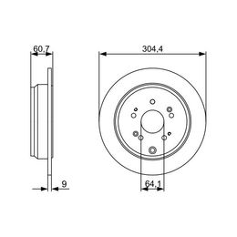 Bosch Bremsscheibe 0986479v84 voll 304,4mm 9mm f&uuml;r HONDA
