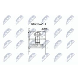 NTY Gelenksatz, Antriebswelle npwvw019 getriebeseitig f&uuml;r VAG