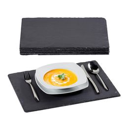 Relaxdays Servierplatte, Anthrazit, Stein, 40x1x30 cm, Tischkultur & Servieren, Servierplatten