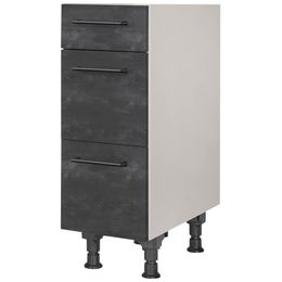Unterschrank Nobilia, B:30cm H:87cm T:58,3cmfront: schwarzbeton korpus: seidengrau, K&uuml;che, Schr&auml;nke, ""MIAMI", vormontiert, mit h&ouml;henverstellbaren