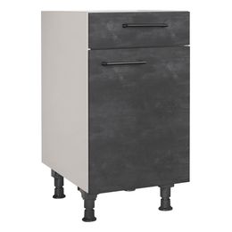Unterschrank Nobilia, B:45cm H:87cm T:58,3cmfront: schwarzbeton korpus: seidengrau, K&uuml;che, Schr&auml;nke, ""MIAMI", Ausrichtung w&auml;hlbar, vormontiert, in