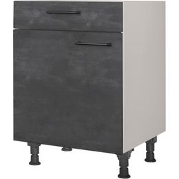 Unterschrank Nobilia, B:60cm H:87cm T:58,3cmfront: schwarzbeton korpus: seidengrau, K&uuml;che, Schr&auml;nke, ""MIAMI", Ausrichtung w&auml;hlbar, vormontiert, in