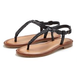 Vivance Damen Zehentrenner "Sandalette, Sommerschuh, Sandale, Ledersandale", Gr. 37schwarz, Obermaterial: 100% Schafsleder. Decksohle: 100%