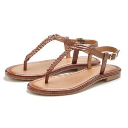 Vivance Damen Zehentrenner "Sandalette, Sommerschuh, Sandale, Ledersandale", Gr. 40cognac, Obermaterial: 100% Schafsleder. Decksohle: 100%