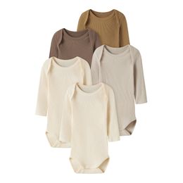 name it M&auml;dchen Langarmbody "NBNBODY f&uuml;r M&auml;dchen und Jungen mit Rippstruktur und Komfort", Gr. 86coca mocha pack:w, bistre, peyote, 2x buttercream,
