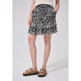 Damen Minirockschwarz, Gr. 46, STREET ONE STUDIO, gemustert, Stoff, Obermaterial: 100% Polyester. Unterrock: 100% Modal, R&ouml;cke, mit Elastikbund