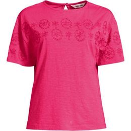 LANDS' END Flammgarn-Shirt mit Stickereien, Damen,  Pink, Baumwolle, by Lands' End