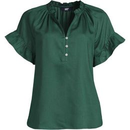 LANDS' END Bluse aus TENCEL mit R&uuml;schenkragen f&uuml;r Damen, Damen, size: regular, Gr&uuml;n, Kunstseide/Lyocell (Viskose), by Lands' End