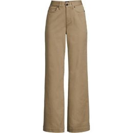 LANDS' END 5-Pocket-Chinos mit weitem Bein f&uuml;r Damen in Plus-Gr&ouml;&szlig;e, Damen, size: plus, Braun, Baumwoll-Mischung, by Lands' End