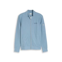 Tom Tailor Herren Sweatjacke mit Stehkragen, blau, Uni, Gr. L