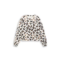 Tom Tailor M&auml;dchen Oversize Sweatshirt mit Leo-Print, wei&szlig;, Animalprint, Gr. 164