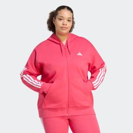 Damen Kapuzensweatjacke "W 3S FL FZ INC"power pink, Gr. 1X, adidas Sportswear, Obermaterial: 55% Baumwolle, 36% Polyester, 9% Viskose, Sweatjacken