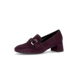 Gabor Damen Pumps, Gr. 44dunkelrot, Ziegenveloursleder, Schuhe, Blockabsatz, Abendschuh, Businessschuh mit edler Zierspange, Weite G
