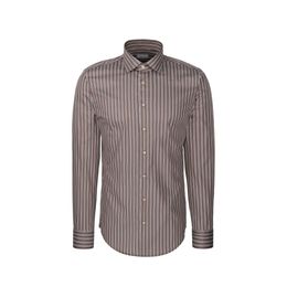 Seidensticker Herren Businesshemd "Schwarze Rose"braun, Gr. 41, gestreift, 100% Baumwolle, Hemden, Slim 1/1 Kentkragen Gestreift
