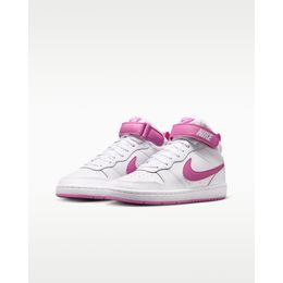 Nike Sportswear M&auml;dchen Sneaker "Court Borough Mid 2", Gr. 37,5wei&szlig;, playful pink, Leder, Synthetik, Schuhe, Design auf den Spuren des Air Force 1