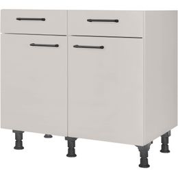 Unterschrank Nobilia, B:90cm H:87cm T:58,3cmfront: seidengrau korpus: seidengrau, K&uuml;che, Schr&auml;nke, ""MIAMI", vormontiert, Breite 90 cm,