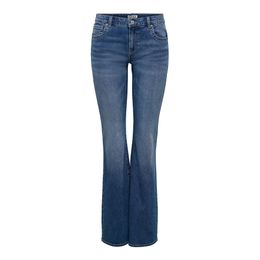 Only Damen Bootcut-Jeans "ONLPHOEBE LW B-POC FLARE DNM PIM454 NOOS"medium blau denim, Gr. 28, unifarben, Denim/Jeans, Obermaterial: 65% Baumwolle,