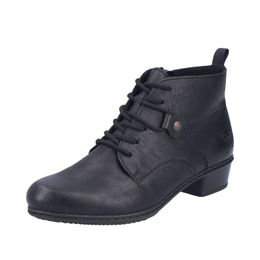 Rieker Damen Schn&uuml;rstiefelette, Gr. 42schwarz, Lederimitat, unifarben, Schuhe, Schn&uuml;rboots, Blockabsatz, mit Logopr&auml;gung an der Ferse
