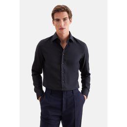 Seidensticker Herren Businesshemd "Schwarze Rose", schwarz, Gr. 42, Strukturmuster, 100% Baumwolle, Hemden, Slim 1/1 Kentkragen Struktur