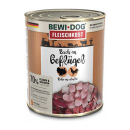 BEWI DOG Hunde-Fleischkost Reich an Gefl&uuml;gel Hunde-Nassfutter mit Gefl&uuml;gel 6x800g