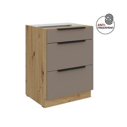 K&uuml;chen-Preisbombe K&uuml;chen Unterschrank 60 K&uuml;che ARIA Sandgrau matt Anti Fingerprint K&uuml;chenzeile