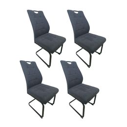 HTI-Living Schwingstuhl Marek Velvet Dunkelgrau 4er-Set