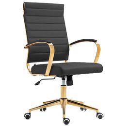 CLP Ergonomischer B&uuml;rostuhl Havanna Kunstleder I H&ouml;henverstellbarer Schreibtischstuhl Mit Metall-Gestell In Gold-Optik I 360 Grad Drehbar