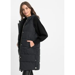 bonprix Funktions-Steppweste mit Kapuze, schwarz, Gr.34, Modische Steppweste mit funktionaler Kapuze und seitlichen Schlitzen, die durch Druck-Kn&ouml;pfe verschlie&szlig;bar sind.
