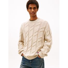 Tommy Jeans Herren Rundhalspullover "TJM REG CHUNKY CABLE"gulf sand, Gr. L, Strick, Obermaterial: 100% Baumwolle, Pullover, Grobstrick mit