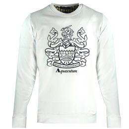 Aquascutum Large Crest Crew Neck White Sweatshirt