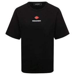 Dsquared2 Pixel Leaf Logo Print Crew Neck Schwarzes T-shirt