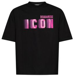 Dsquared2 Icon Pink Blur Print Schwarzes T-shirt Mit Lockerer Passform