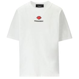 Dsquared2 Pixel Leaf Logo Print Rundhals-t-shirt, Wei&szlig;