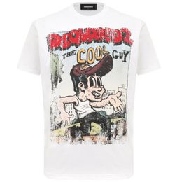 Dsquared2 Cigarette Fit The Cool Guy Print Wei&szlig;es T-shirt