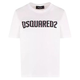 Dsquared2 Logo Print Rundhals-t-shirt, Wei&szlig;