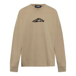 Dsquared2 Khaki Langarm-t-shirt, Schwarz, Dehnbar, Icon-logo