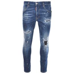 Dsquared2 Skater Jeans Destroyed Reinforced Paint Splash Effect Blue Jeans