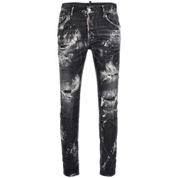 Dsquared2 Super Twinky Jeans Mit Destroyed Paint Effect, Schwarz