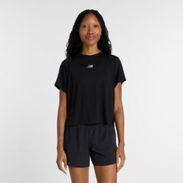 New Balance Damen Funktionsshirtschwarz, Gr. L, Obermaterial: 100% Polyester, Shirts, Kurzarmdesign, mit Rundhalsausschnitt, ohne Verschluss, aus
