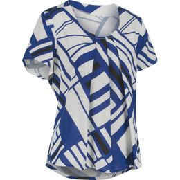 CR&Eacute;ATION L Damen Druckbluse mit Falten am Ausschnitt royalblau-ecru-bedruckt Gr&ouml;&szlig;e 38