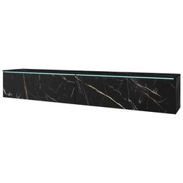 P & B Lowboard D180, Graphit, Kunststoff, 2 F&auml;cher, kaltwei&szlig;, 180x30x33 cm, stehend, h&auml;ngend, Beleuchtung, Wohnzimmer, Wohnw&auml;nde, Lowboards, Lowboards stehend